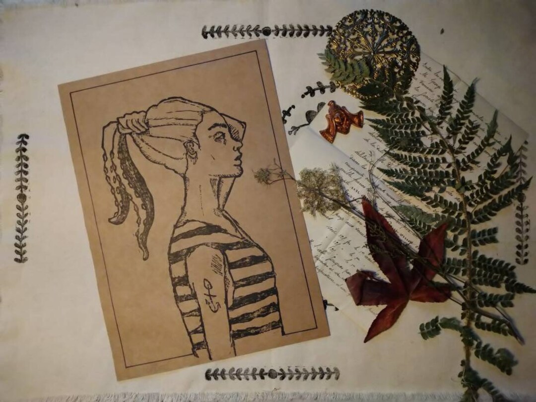 Linocut "the Sailor's Lover", Brown Paper - Etsy
