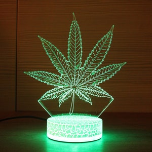 Marijuana Leaf Weed LED Desk Lamp Night Light Mary Jane Pot - Etsy