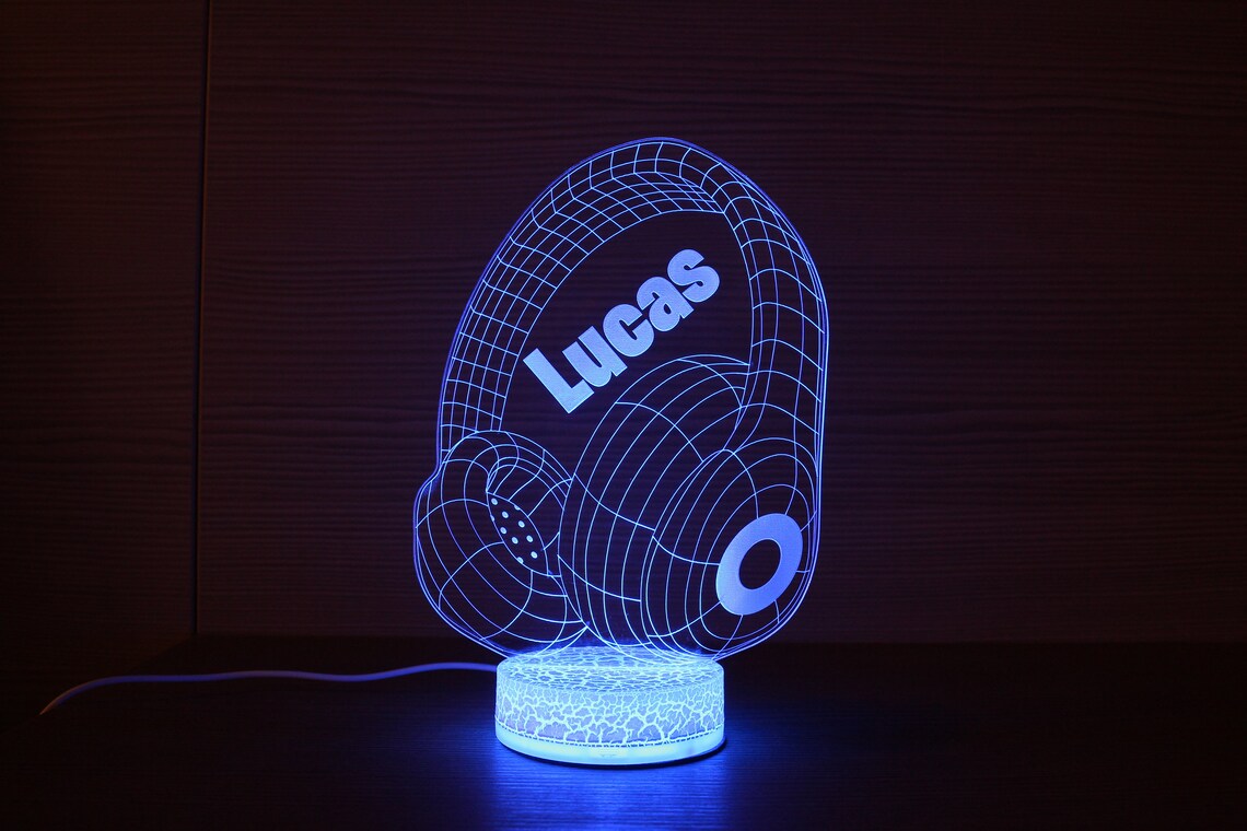 Headphones Personalized Gaming Gift Gamertag Desk Lamp Gaming | Etsy