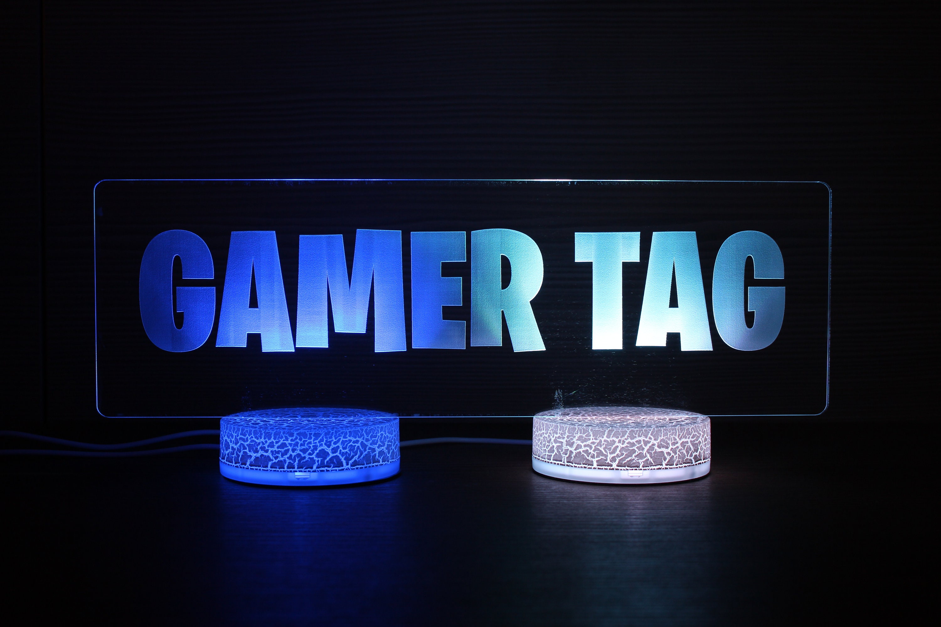 Custom Gamertag Dual Base Personalized Night Light Gamer Tag - Etsy