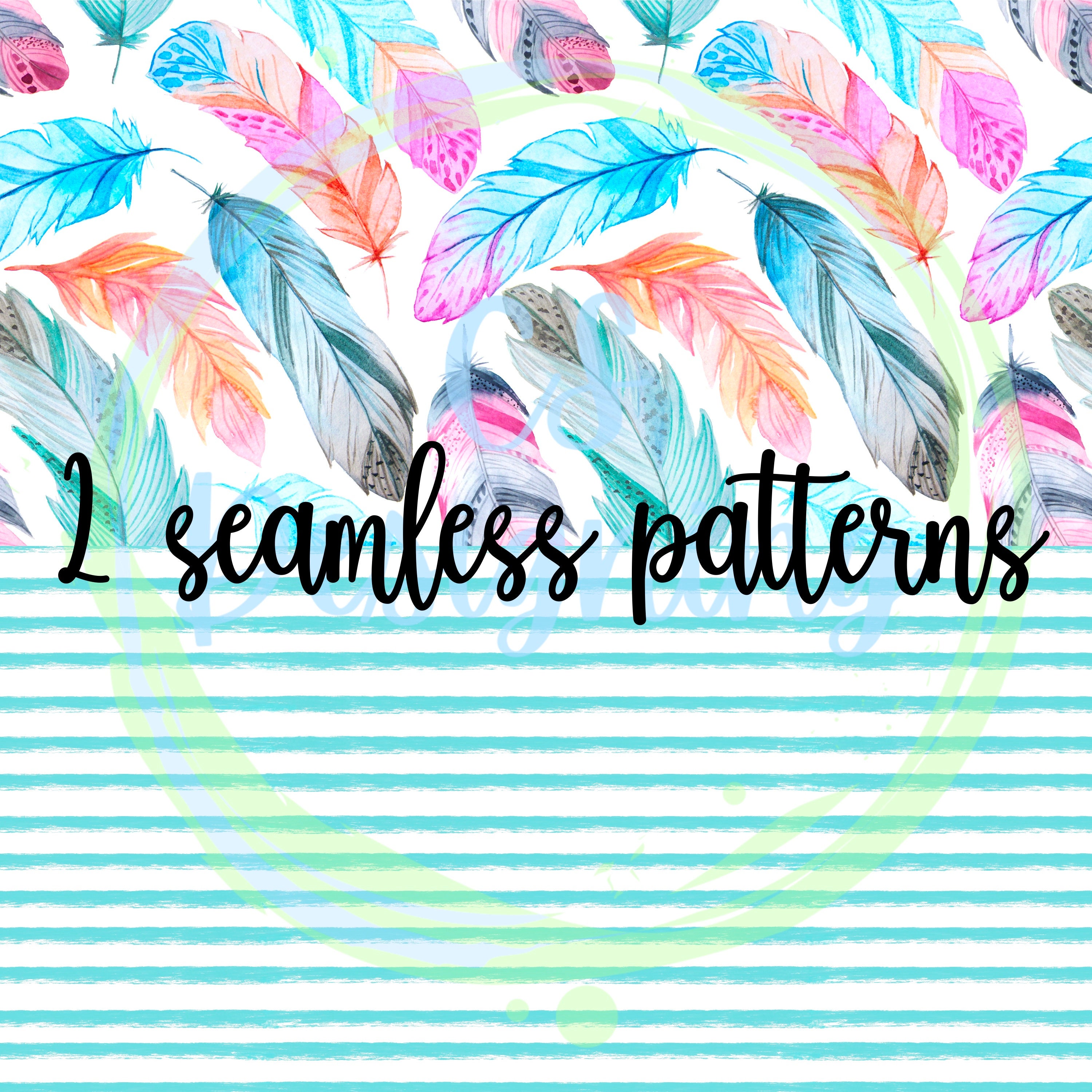 Watercolor Feathers seamless pattern Feather seamless paper overlay ...