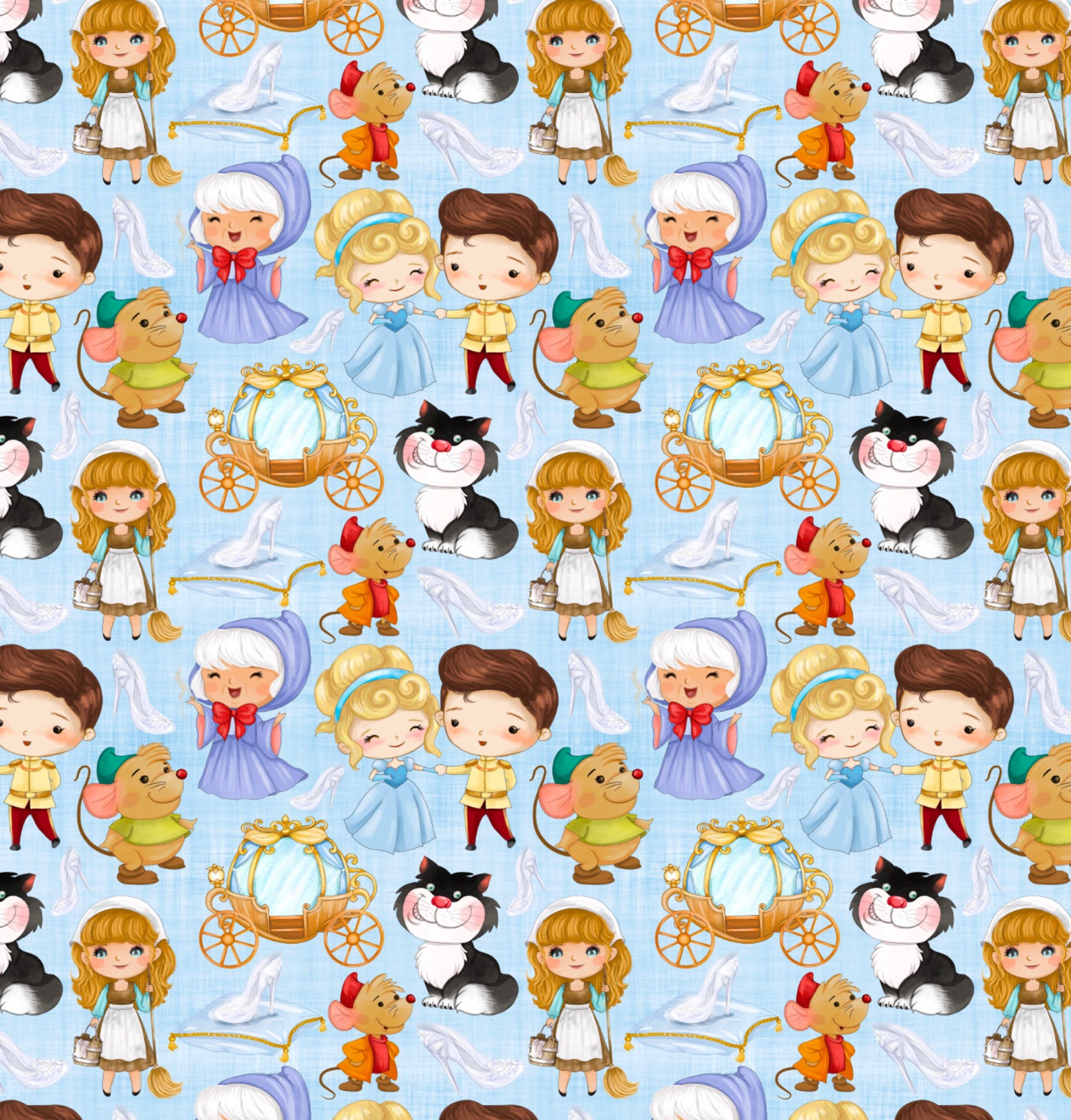 Cinderella Digital Paperseamless Patternprincess - Etsy