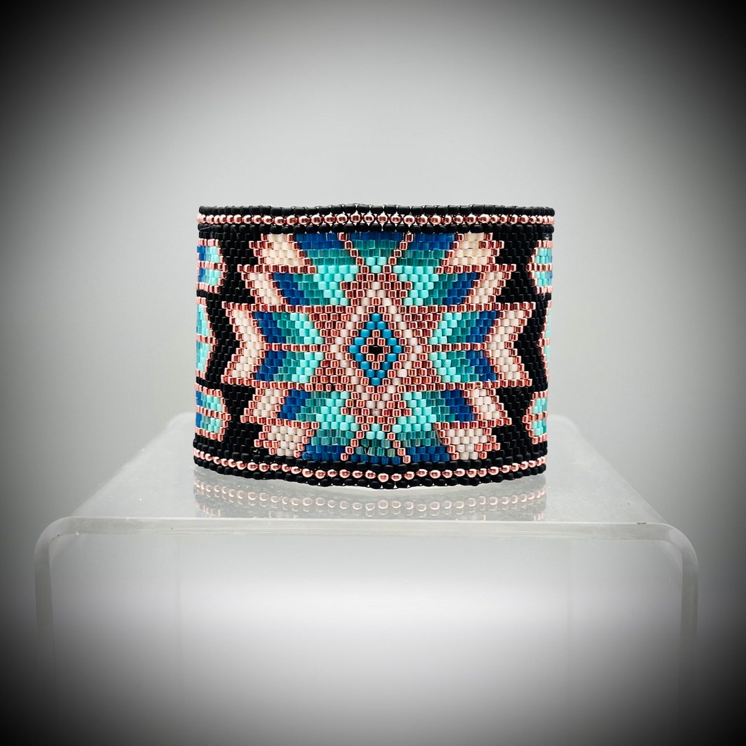 Wide Beaded Cuff, Native American Style Beaded Cuff, Wide Beaded ...