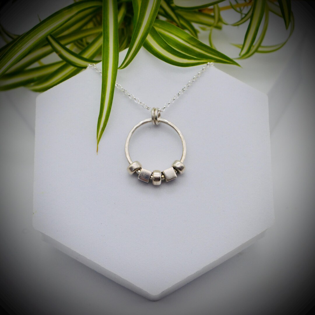 Sterling Silver Fidget Spinner Necklace: Calming Anxiety Pendant - Etsy