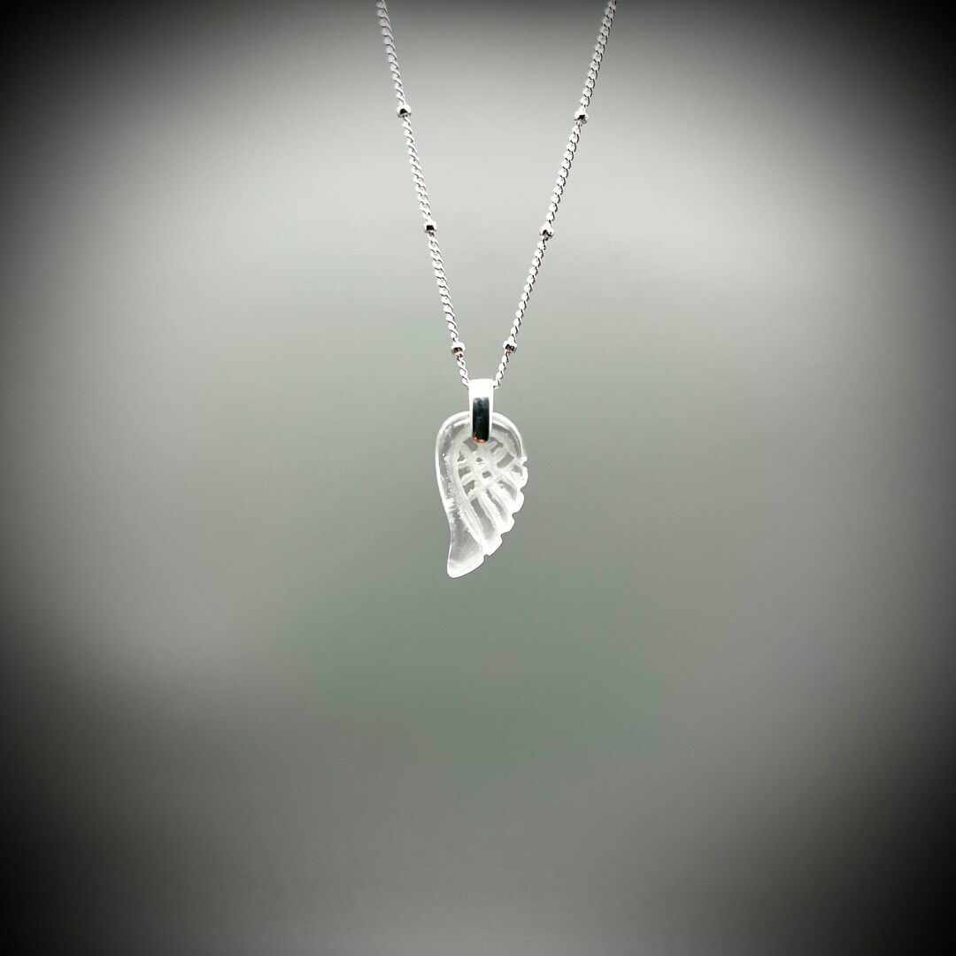 Clear Quartz Crystal Angel Wing Necklace, Clear Quartz and Silver ...
