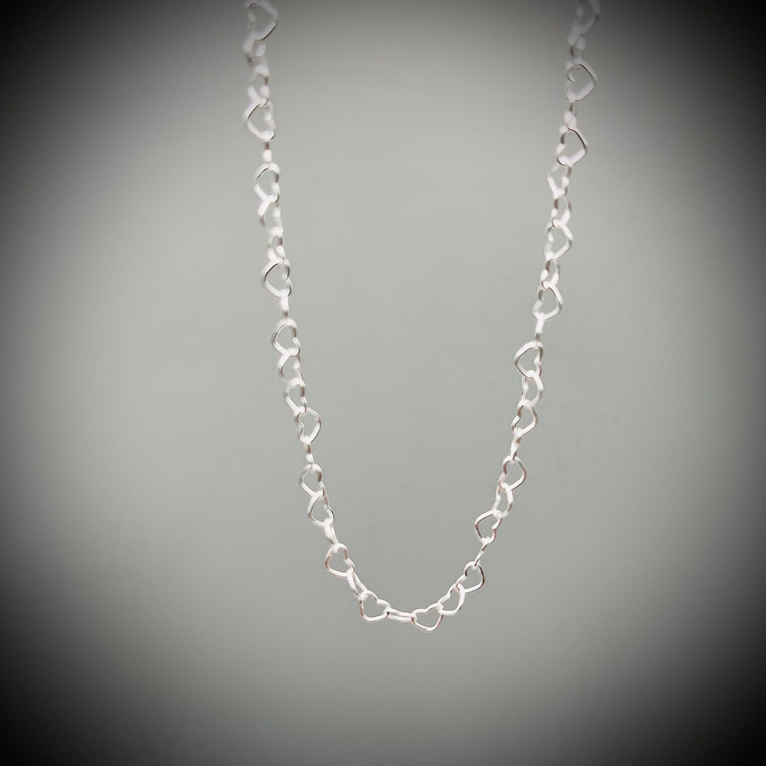 Sterling Silver Mini Heart Link Necklace - Adjustable Choker - Etsy