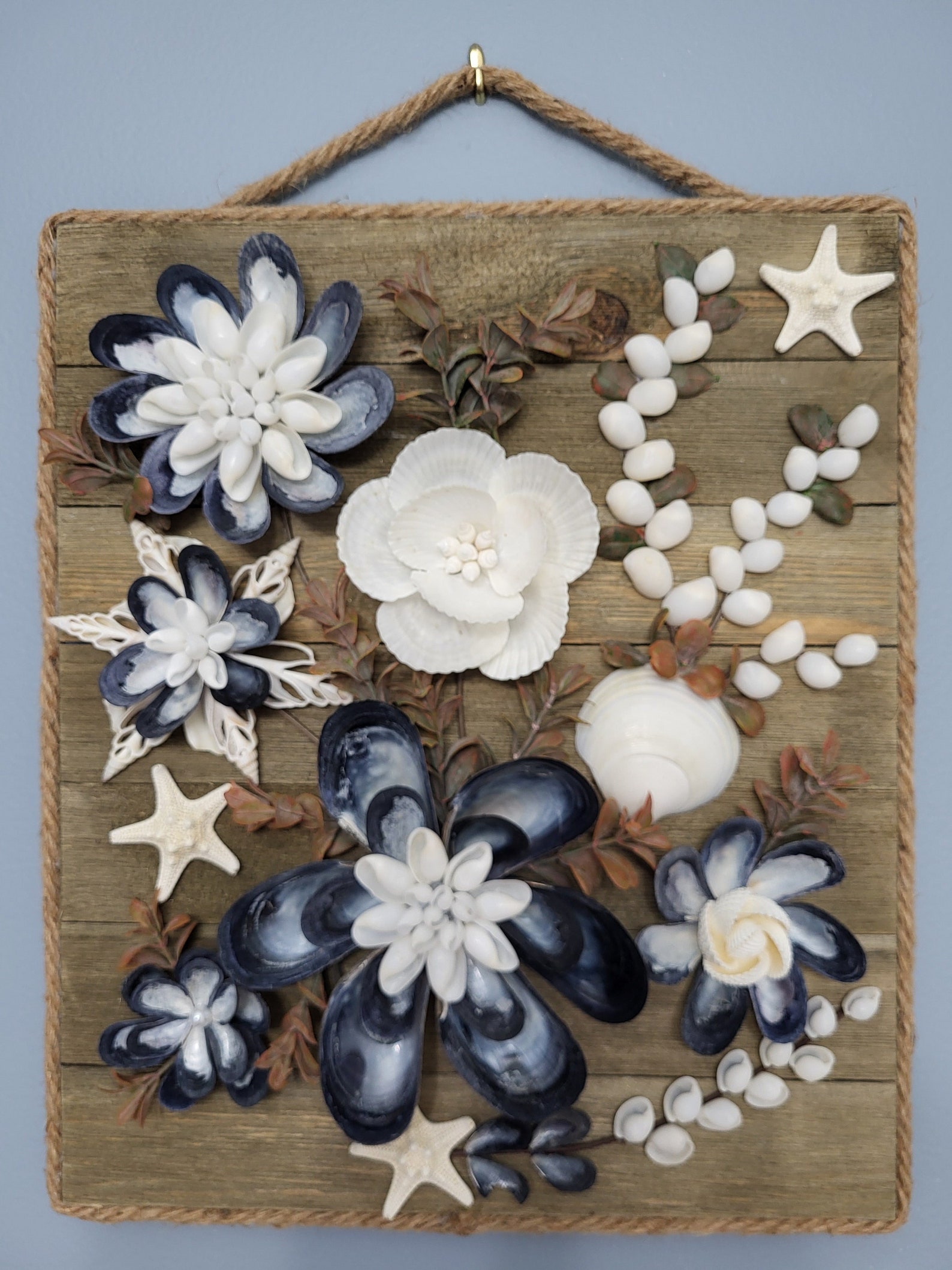 Seashell Wall Art, Coastal, Nautical, Beach Decor, Seashell Flowers ...