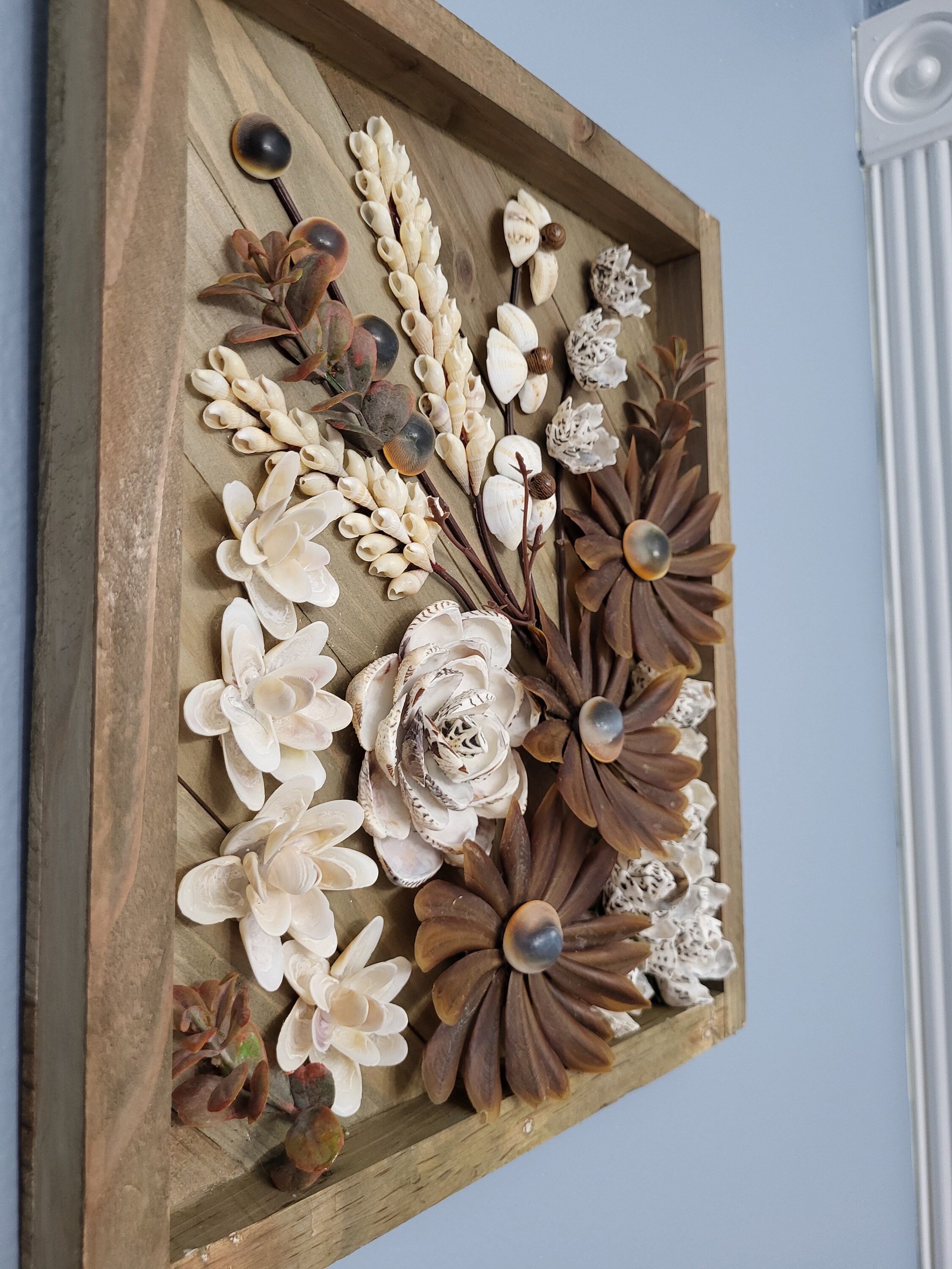 Seashell Wall Art, Coastal, Nautical, Beach Decor, Seashell Flowers ...