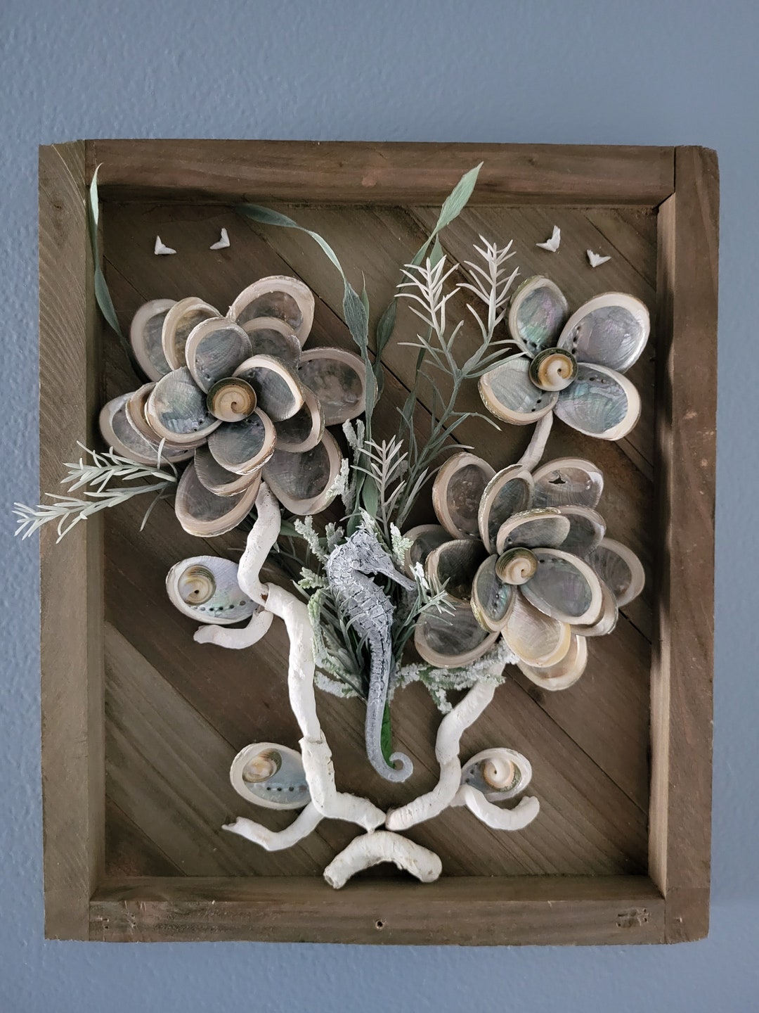 Seashell Wall Art, Coastal, Nautical, Beach Decor, Seashell Flowers ...