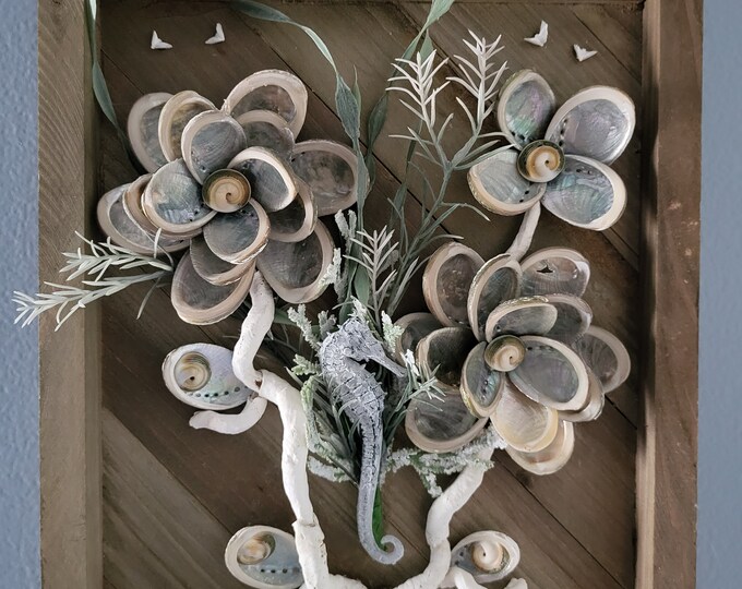 Seashell Wall Art, Coastal, Nautical, Beach Decor, Seashell Flowers ...