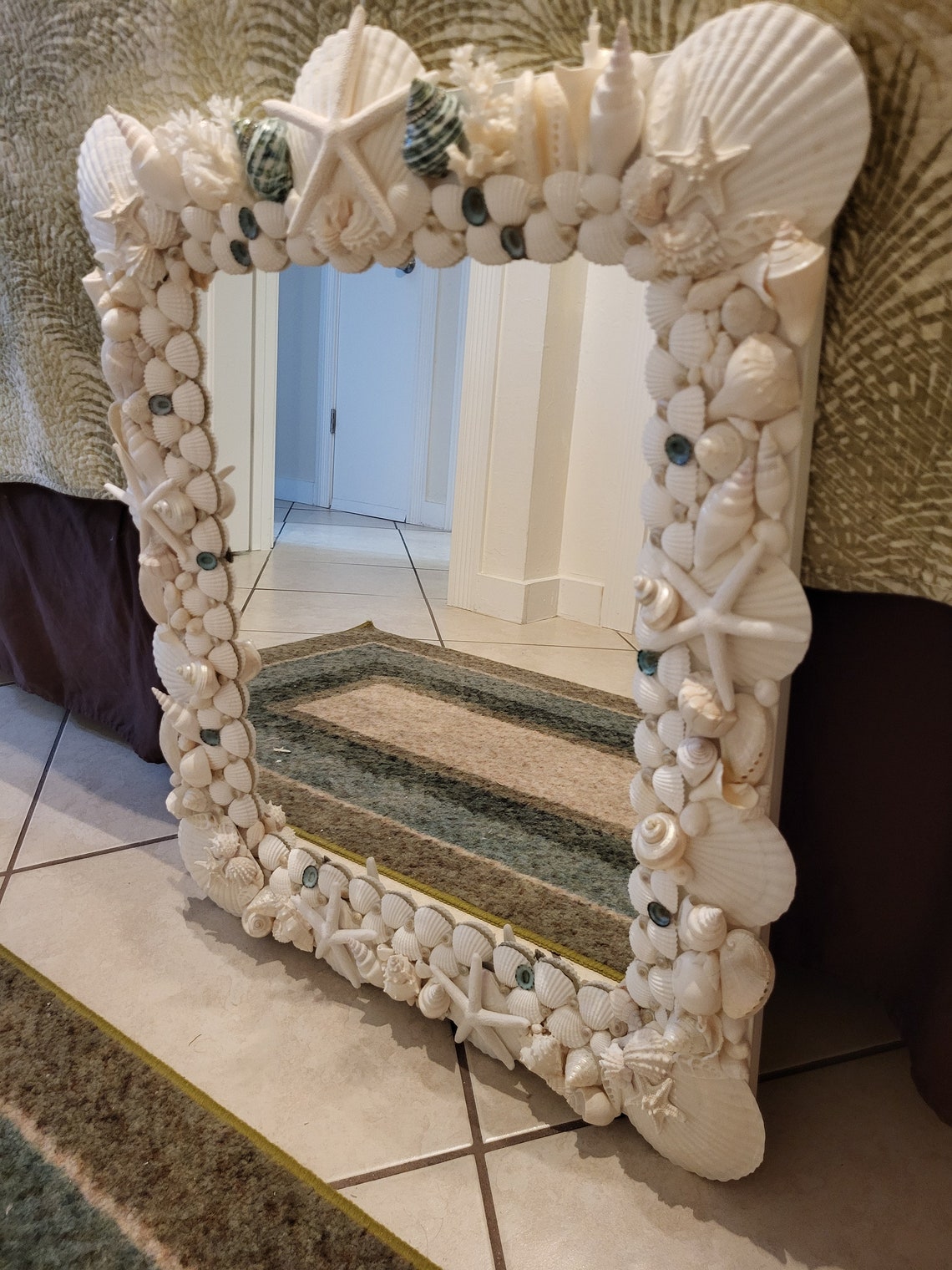 Beach Decor Seashell Mirror, Nautical Decor Shell Mirror, Coastal Decor ...