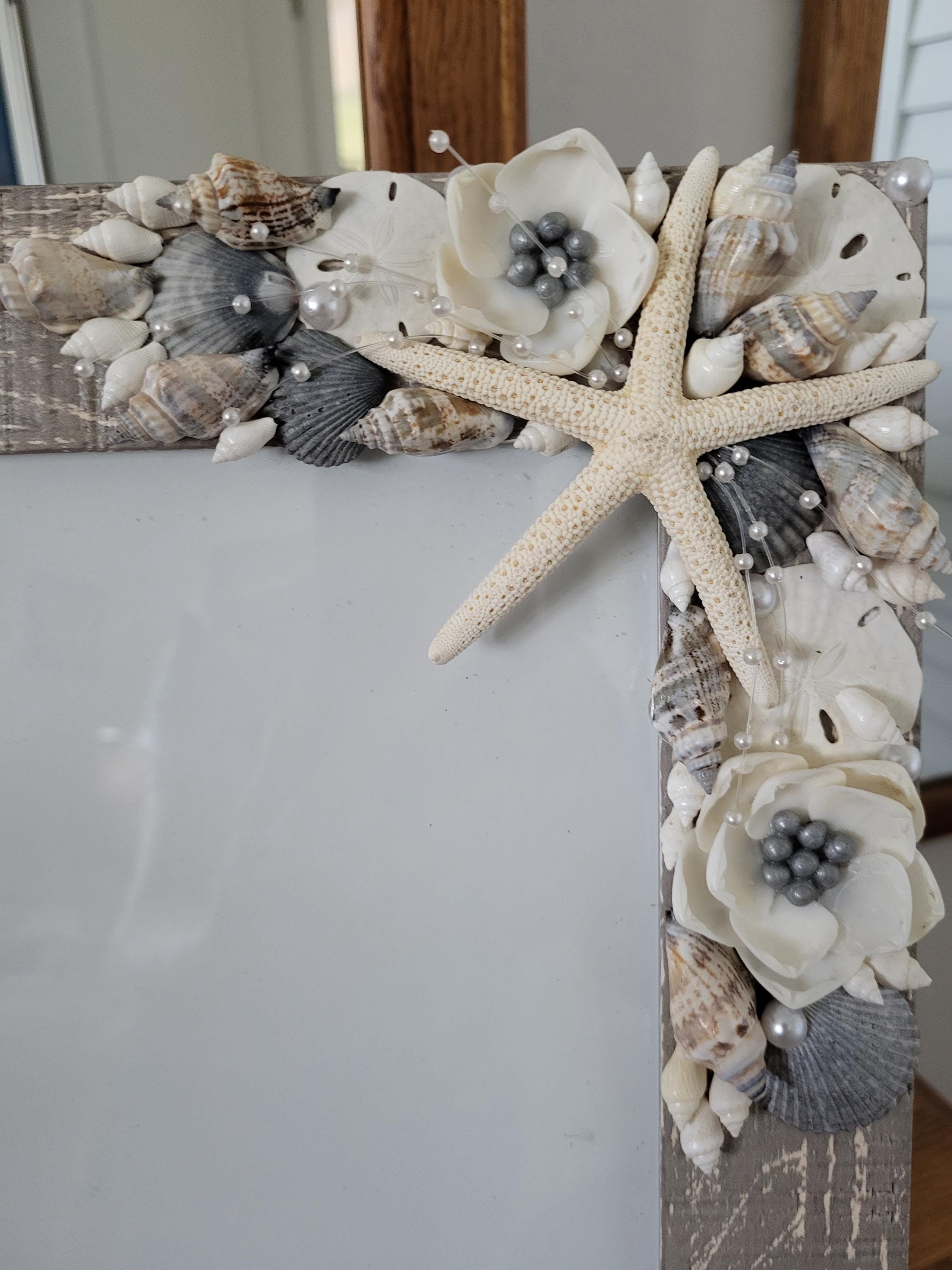 Beach Decor Seashell Frame, Nautical Decor Shell Frame, Coastal Decor ...