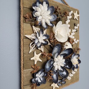 Seashell Wall Art, Coastal, Nautical, Beach Decor, Seashell Flowers ...
