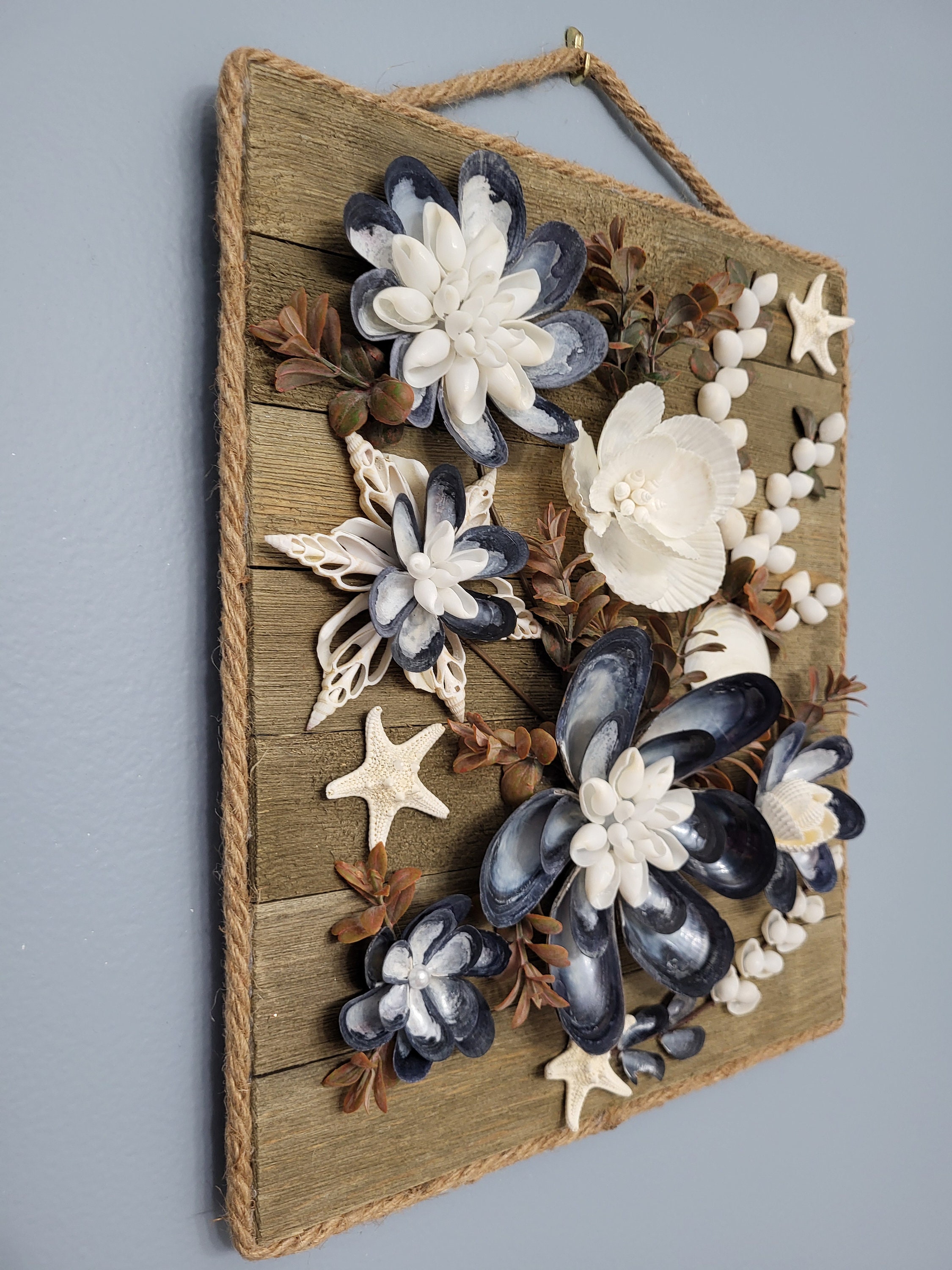 Seashell Wall Art, Coastal, Nautical, Beach Decor, Seashell Flowers ...
