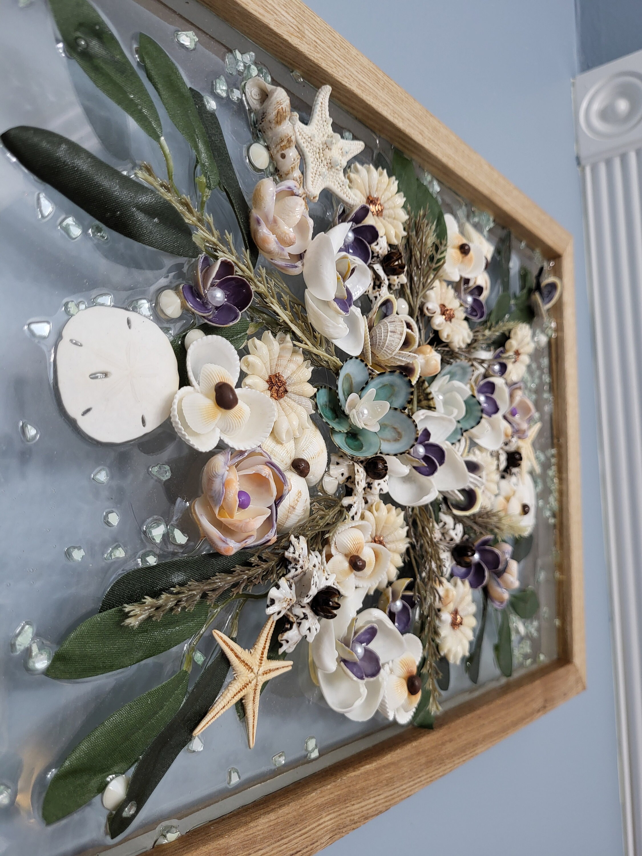 Seashell Wall Art, Coastal, Nautical, Beach Decor, Seashell Flowers ...