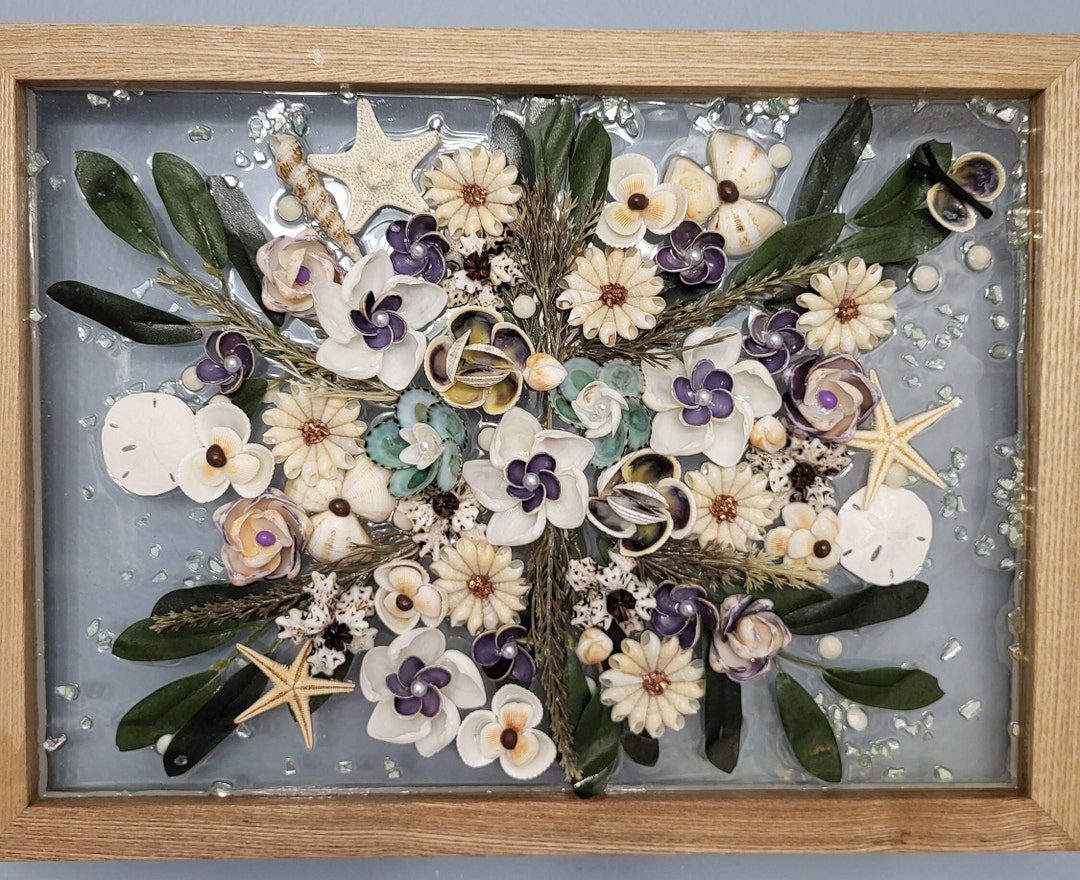 Handmade Seashell Flower Wall Art, Coastal Beach Decor (10x12) - Etsy
