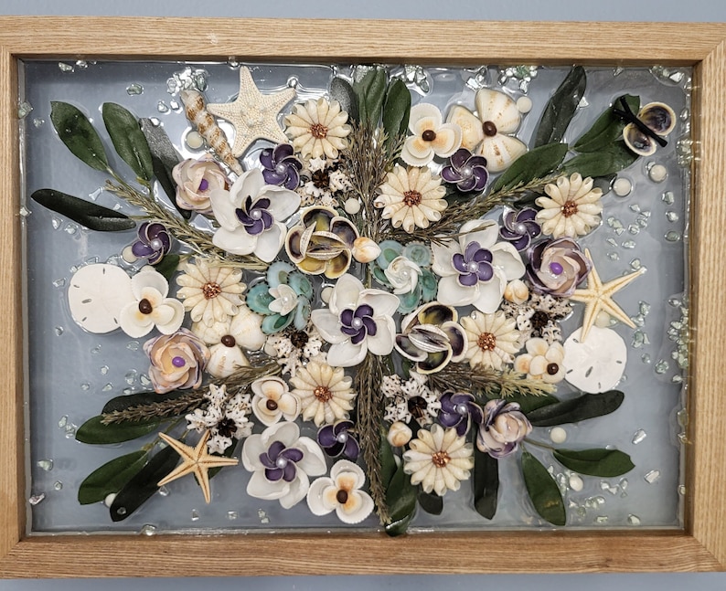 Seashell Wall Art, Coastal, Nautical, Beach Decor, Seashell Flowers ...