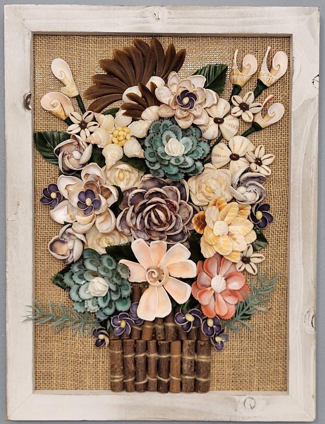 Seashell Wall Art, Coastal, Nautical, Beach Decor, Seashell Flowers ...