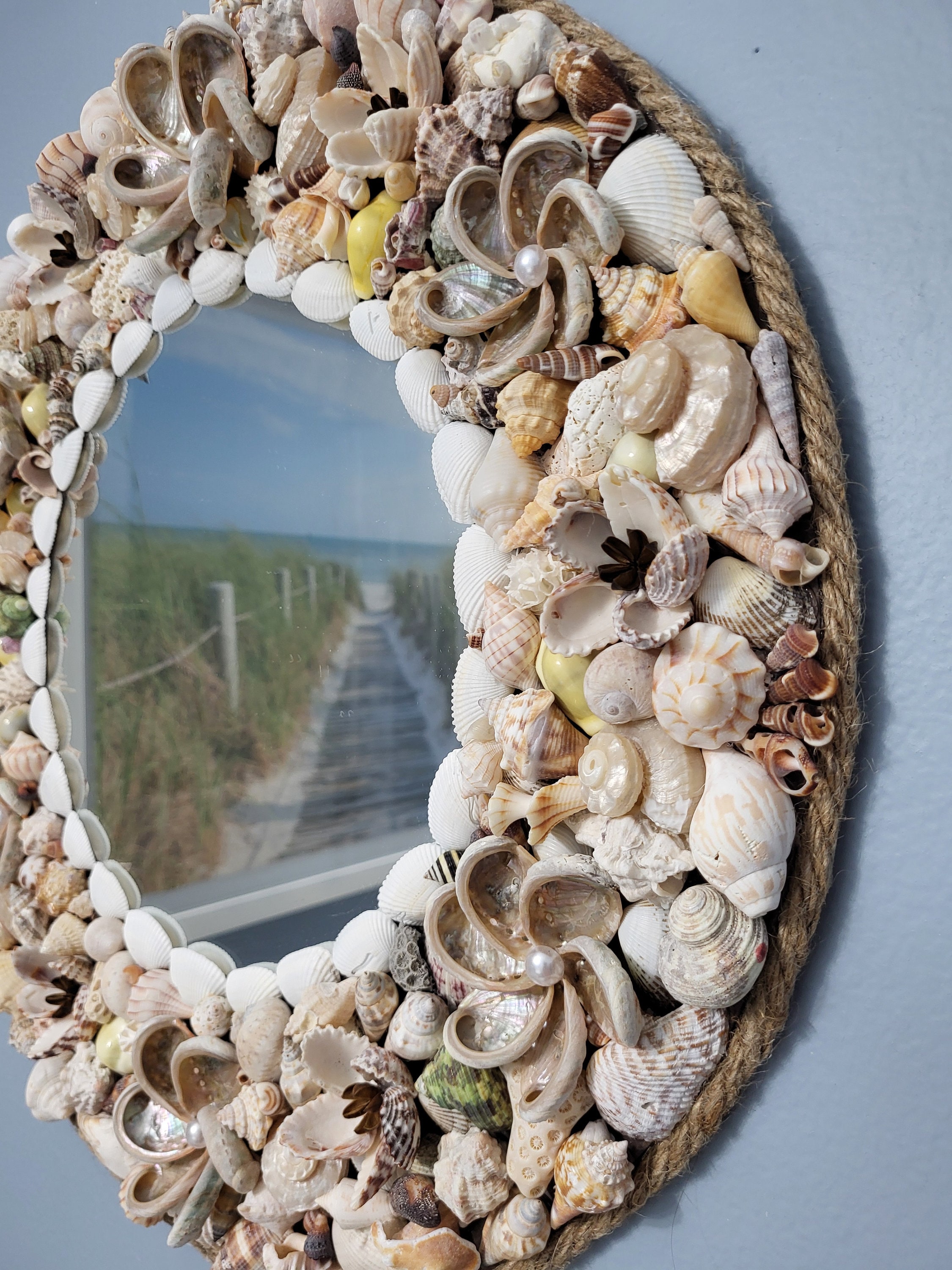 Beach Decor Seashell Mirror, Nautical Decor Shell Mirror, Coastal Decor ...