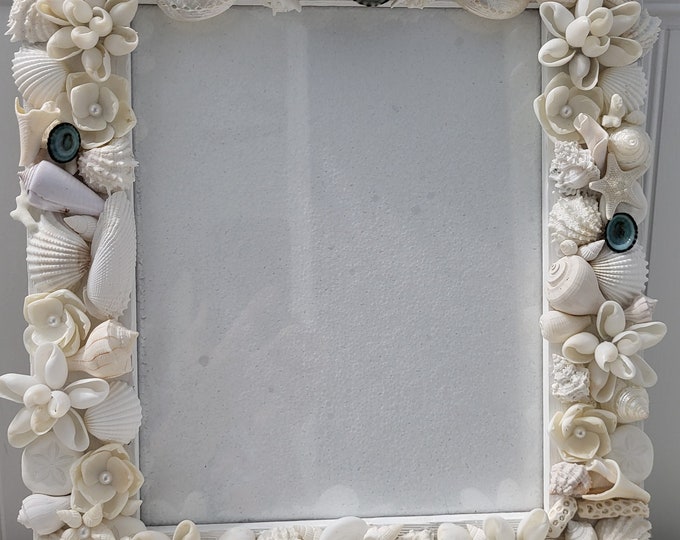 Beach Decor Seashell Frame, Nautical Decor Shell Frame, Coastal Decor ...