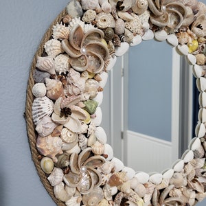 Beach Decor Seashell Mirror, Nautical Decor Shell Mirror, Coastal Decor ...