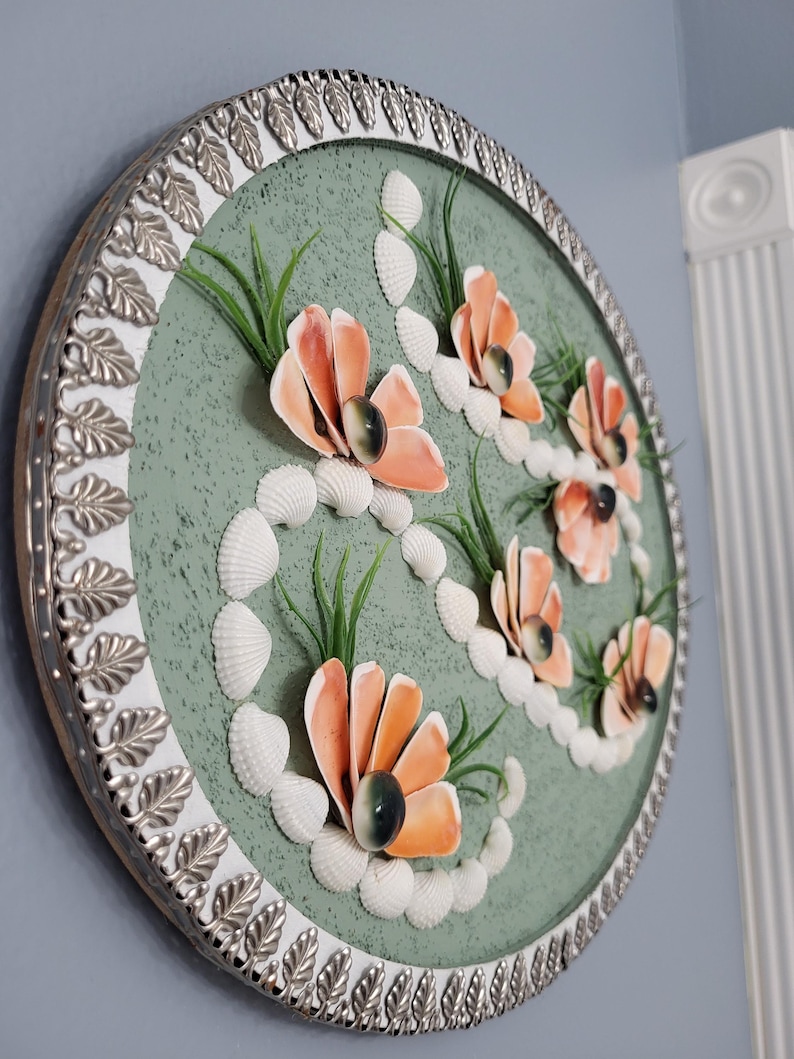 Handmade Seashell Flower Wall Art, Coastal Decor, 14x12 Oval Frame - Etsy