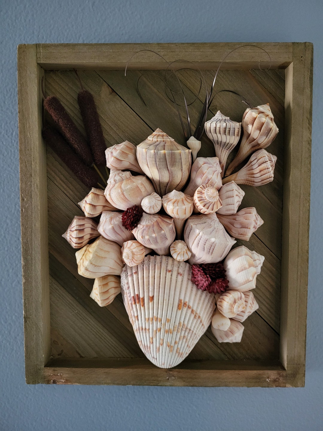 Seashell Wall Art, Coastal, Nautical, Beach Decor, Seashell Flowers ...