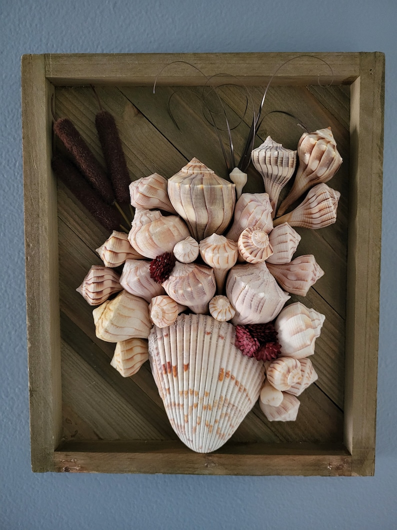 Seashell Wall Art, Coastal, Nautical, Beach Decor, Seashell Flowers ...