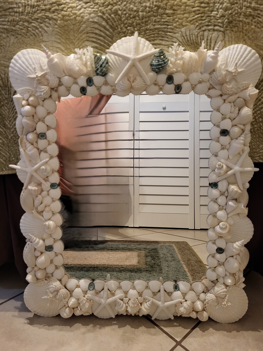 Beach Decor Seashell Mirror, Nautical Decor Shell Mirror, Coastal Decor ...