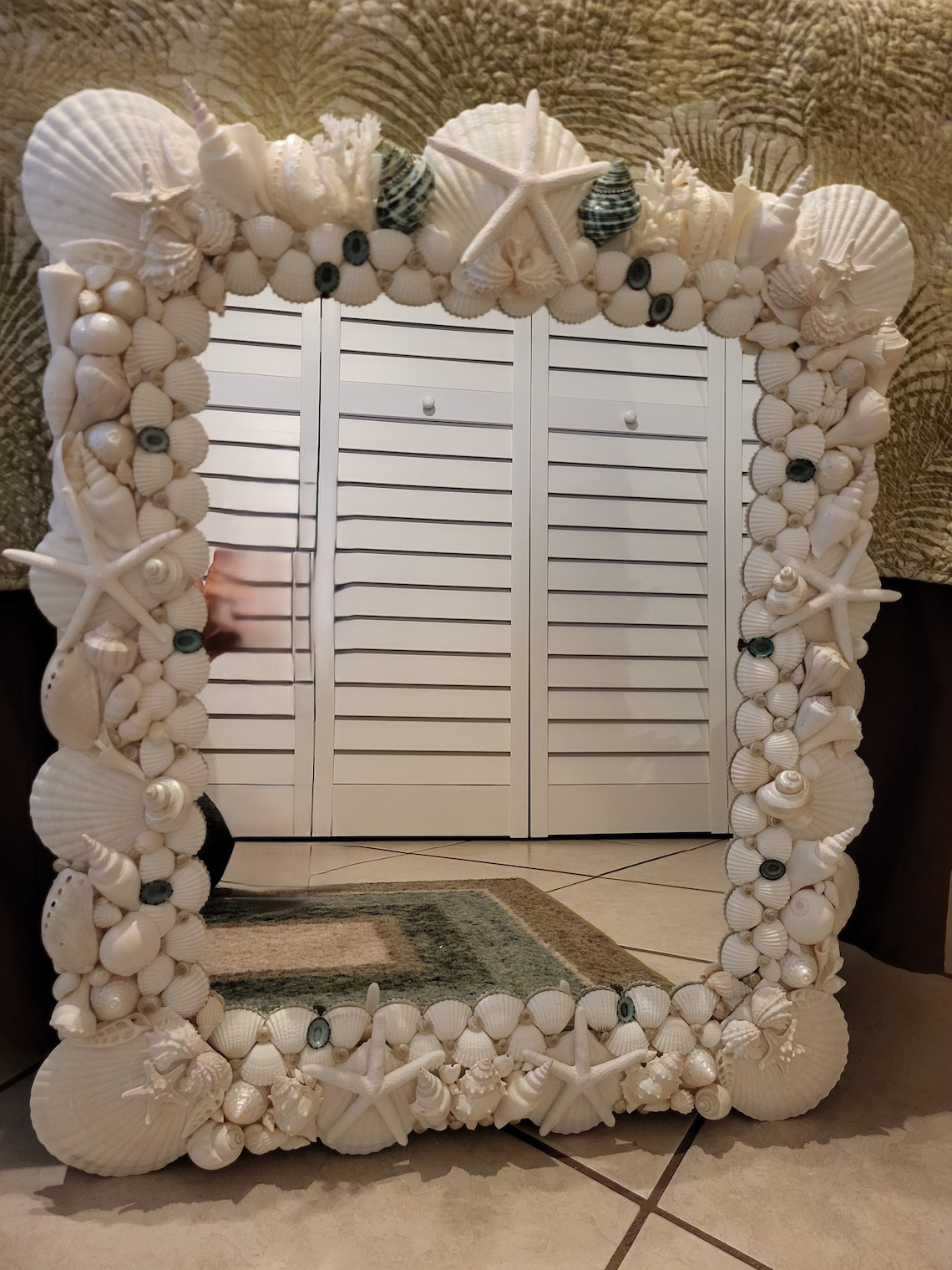 Beach Decor Seashell Mirror, Nautical Decor Shell Mirror, Coastal Decor ...
