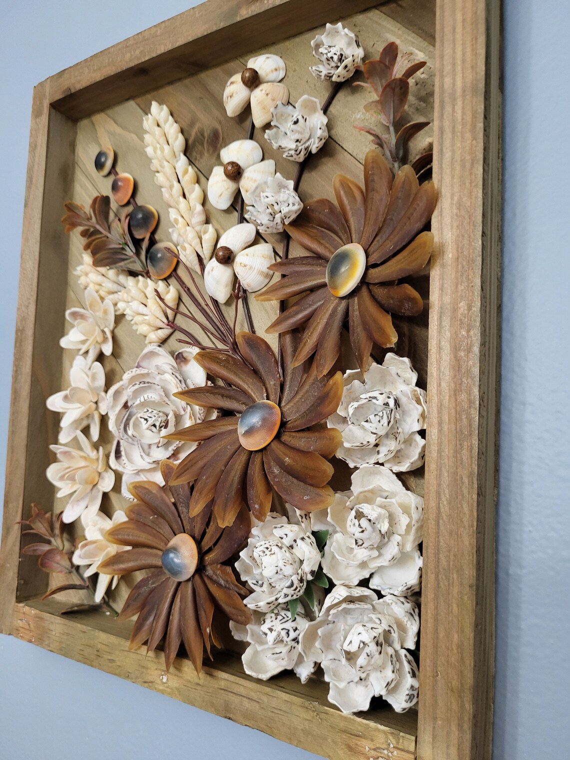Seashell Wall Art, Coastal, Nautical, Beach Decor, Seashell Flowers ...