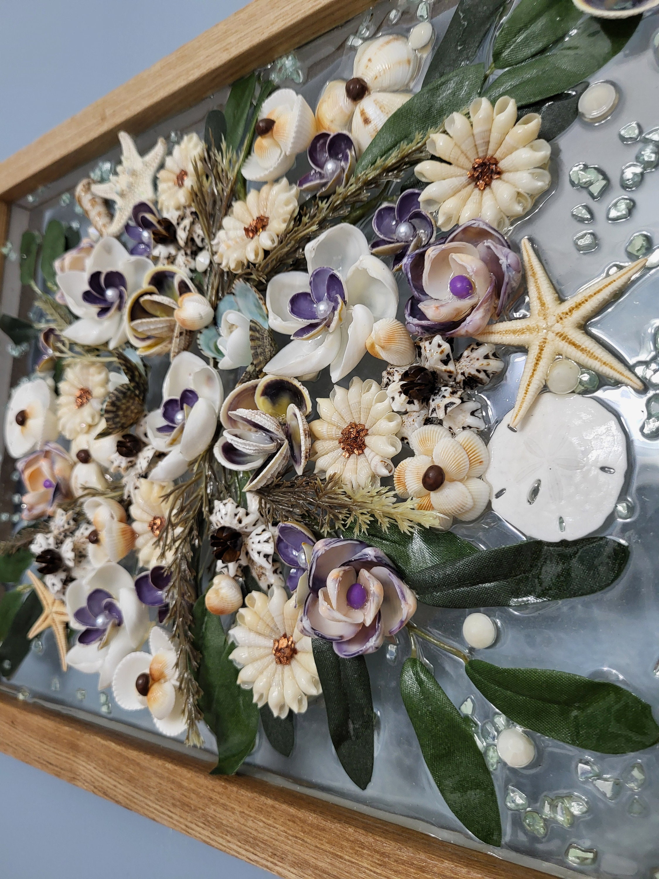 Seashell Wall Art, Coastal, Nautical, Beach Decor, Seashell Flowers ...