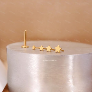 Titanium Star Threadless Push Pin Labret, 2/2.5/3/3.5mm Star Flat Back ...