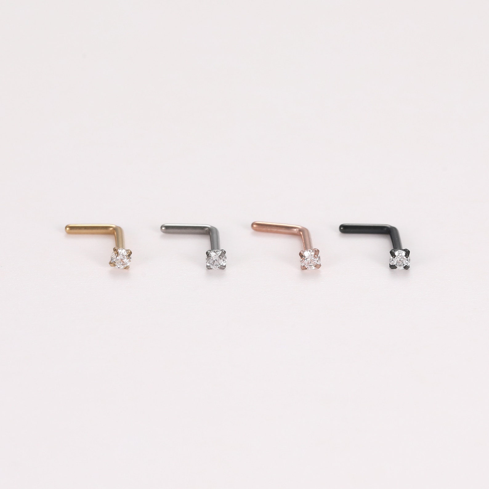 Titanium Cz Nose Stud, 1.5/2/2.5/3mm, L Bend Cz Nose Stud, Corkscrew Cz ...