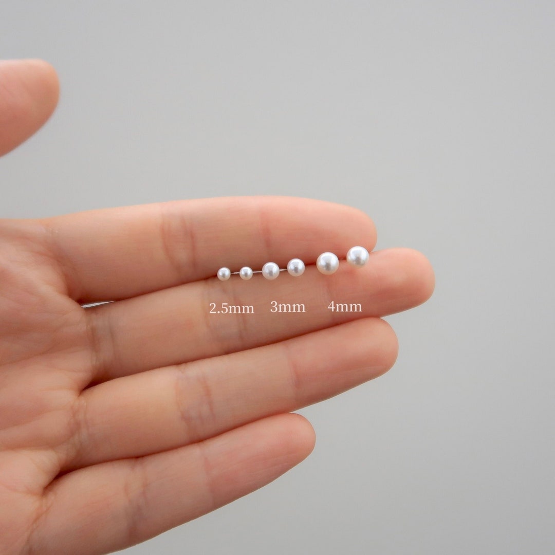 Teeny Pearl Stud Earrings 2.5mm, 3mm, 4mm Tiny Pearl Earrings ...