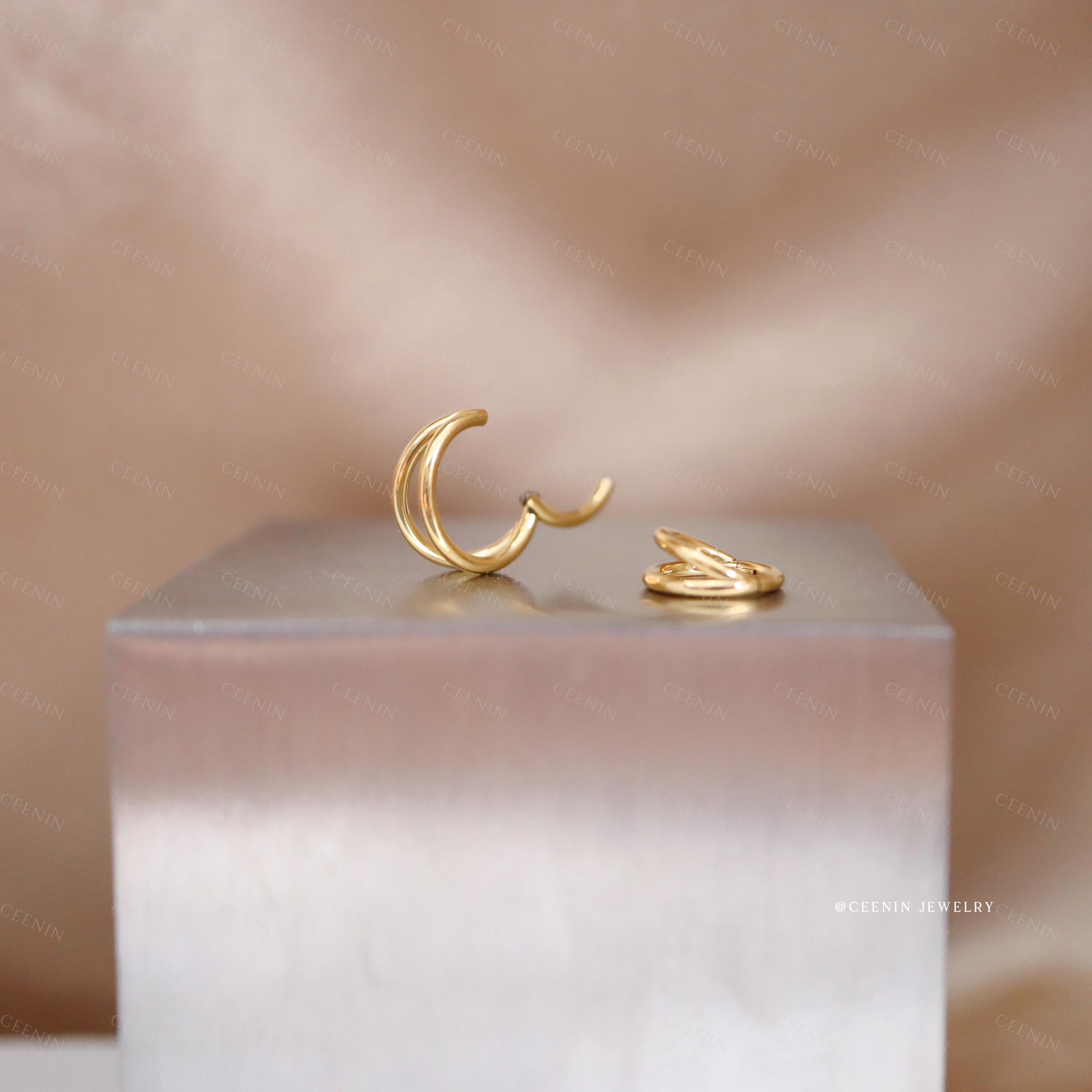 18G/16G Titanium Double Hoop Earring, Nose Hoop, Simple Bar Hoop ...