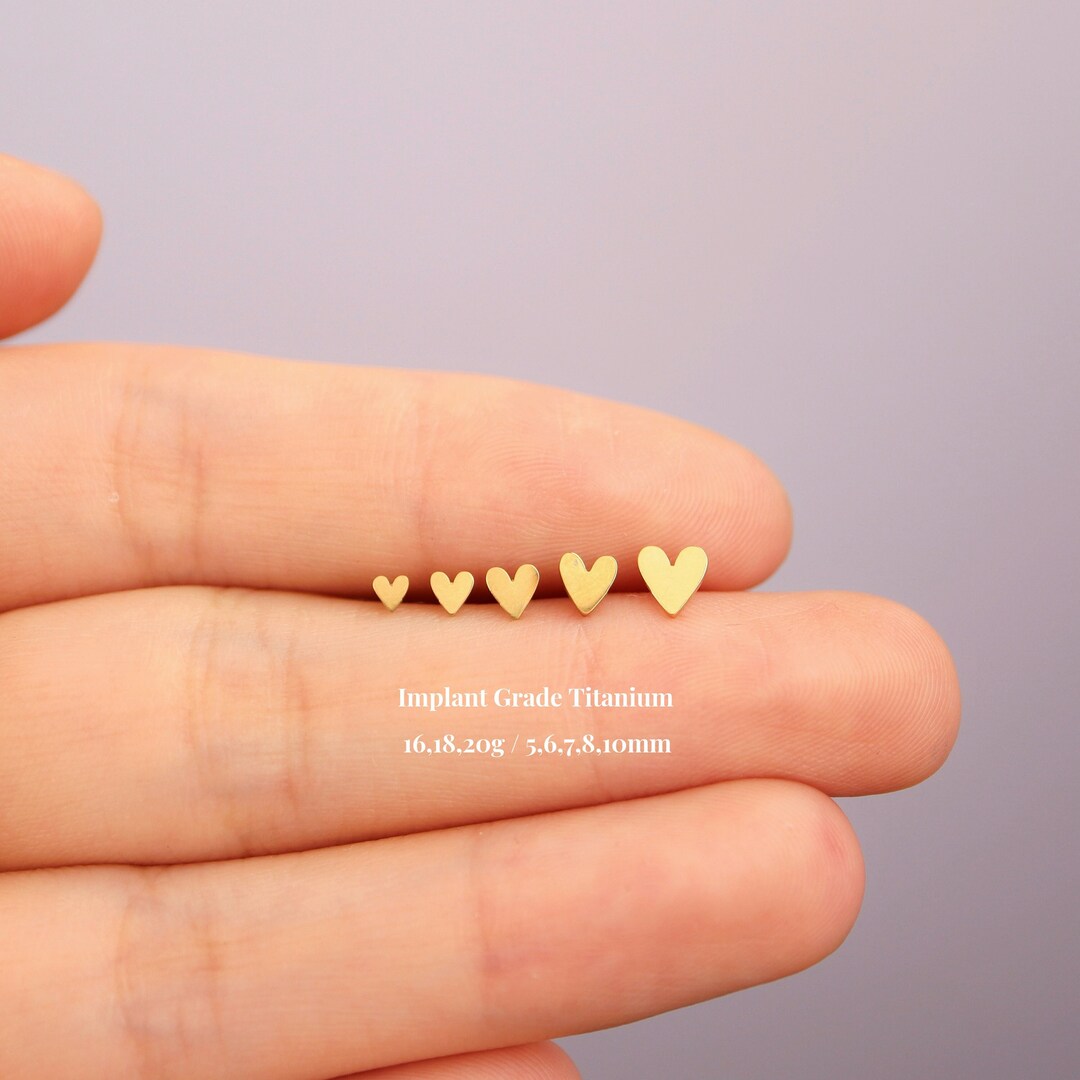 Titanium Tiny Heart Threadless Push Pin Labret, 2/2.5/3/3.5 Star Flat ...
