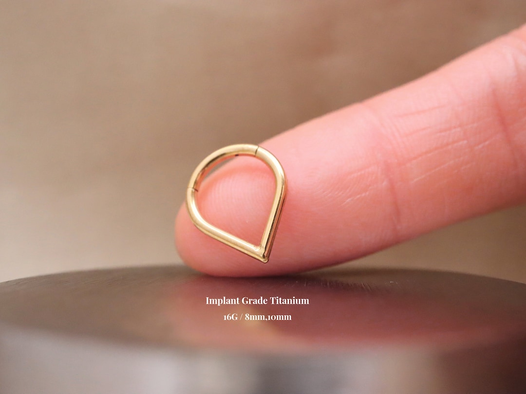 Titanium Teardrop Septum Ring, Nose Ring, Hinged Clicker Hoop, Nose ...