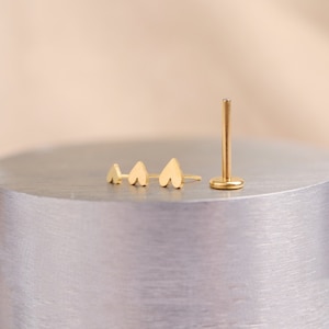 Titanium Tiny Heart Threadless Push Pin Labret, 2/2.5/3/3.5 Heart Flat Back Stud, Cartilage ...