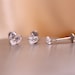 Titanium Cz Heart Push Pin Labret, Threadless Flat Back Earrings ...