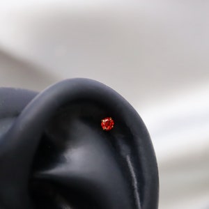 Titanium Garnet Cz Threadless Push Pin Labret Stud, Flat Back Earring, Cartilage Stud, Tragus ...