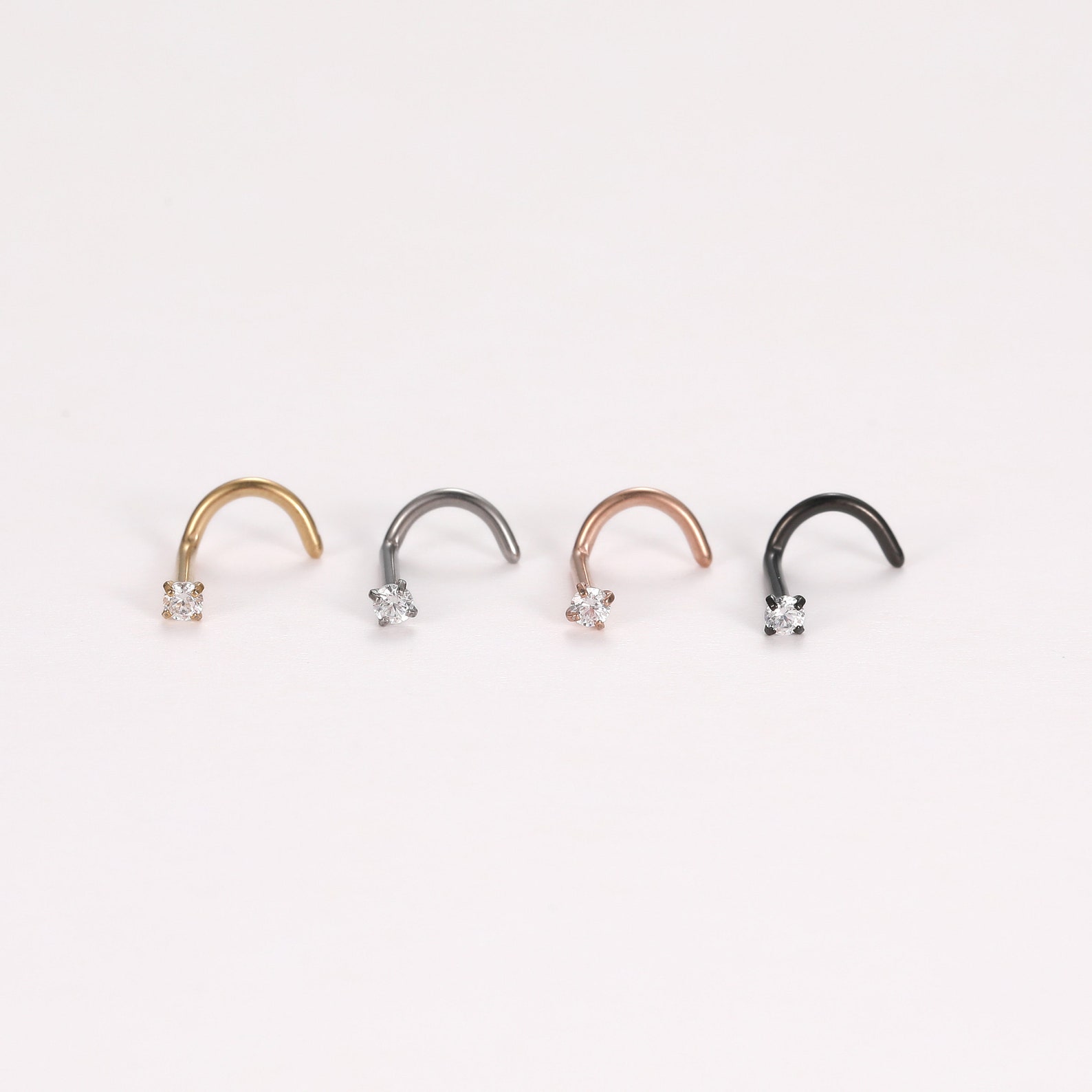 Titanium Cz Nose Stud, 1.5/2/2.5/3mm, L Bend Cz Nose Stud, Corkscrew Cz ...