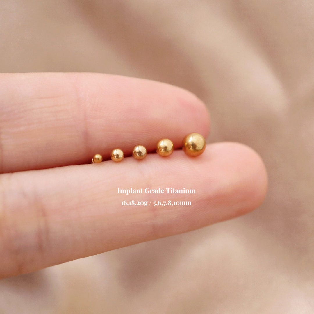 Titanium Small Ball Threadless Push Pin Labret, Bead Flat Back Earring ...