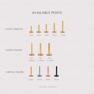 Titanium Cz Threadless Push Pin Labret, Flat Back Earring, Cartilage ...