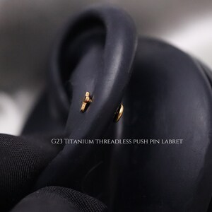 Titanium Cross Threadless Push Pin Labret, Cross Flat Back Earring, Cartilage Tragus Conch Helix ...
