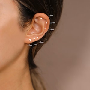 Titanium Tiny Heart Threadless Push Pin Labret, 2/2.5/3/3.5 Heart Flat ...