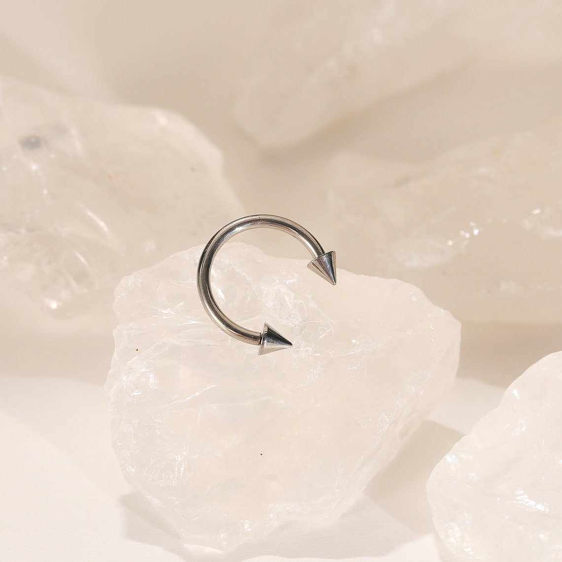 Titanium Septum Ring With Spike, Horseshoe Nose Hoop Ring, Body ...
