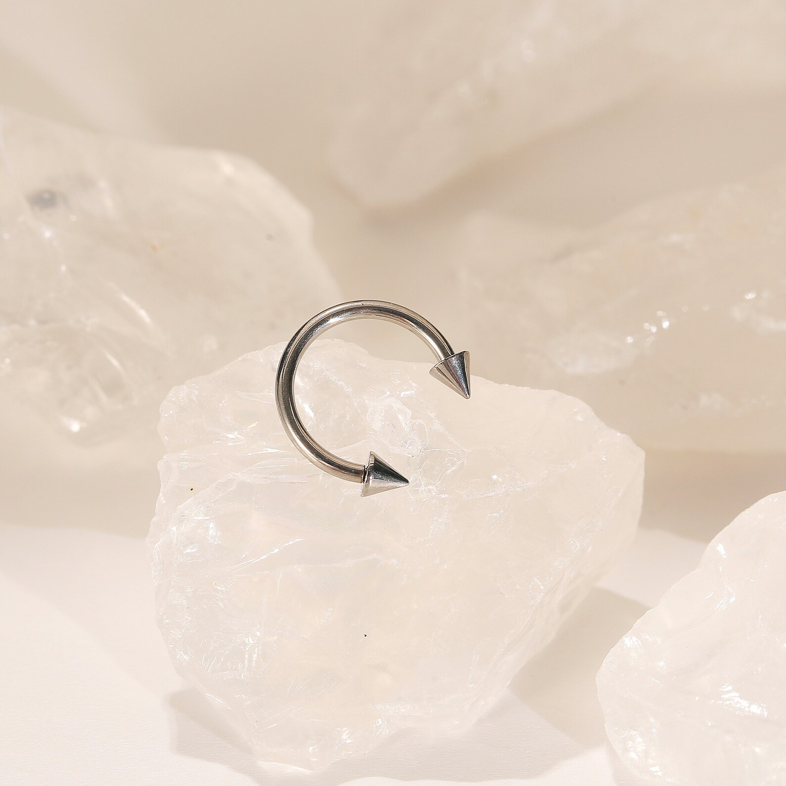 Titanium Septum Ring With Spike, Horseshoe Nose Hoop Ring, Body ...