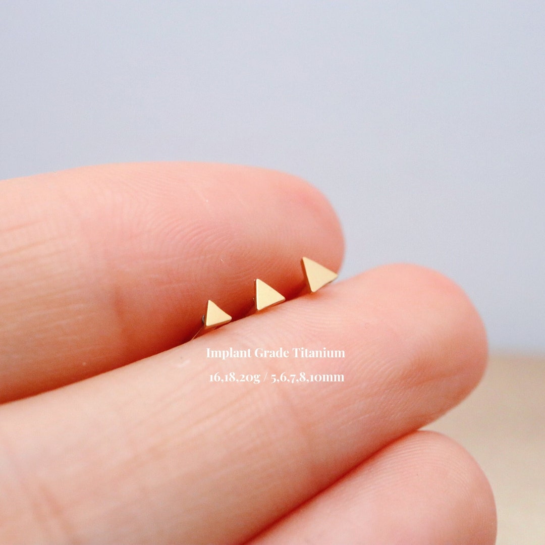 Titanium Triangle Threadless Push Pin Labret, 2mm 2.5mm 3mm Flat Back ...