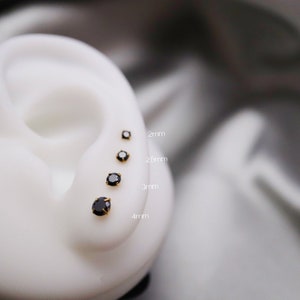 Titanium Black Cz Push Pin Labret, Threadless Flat Back Earring ...